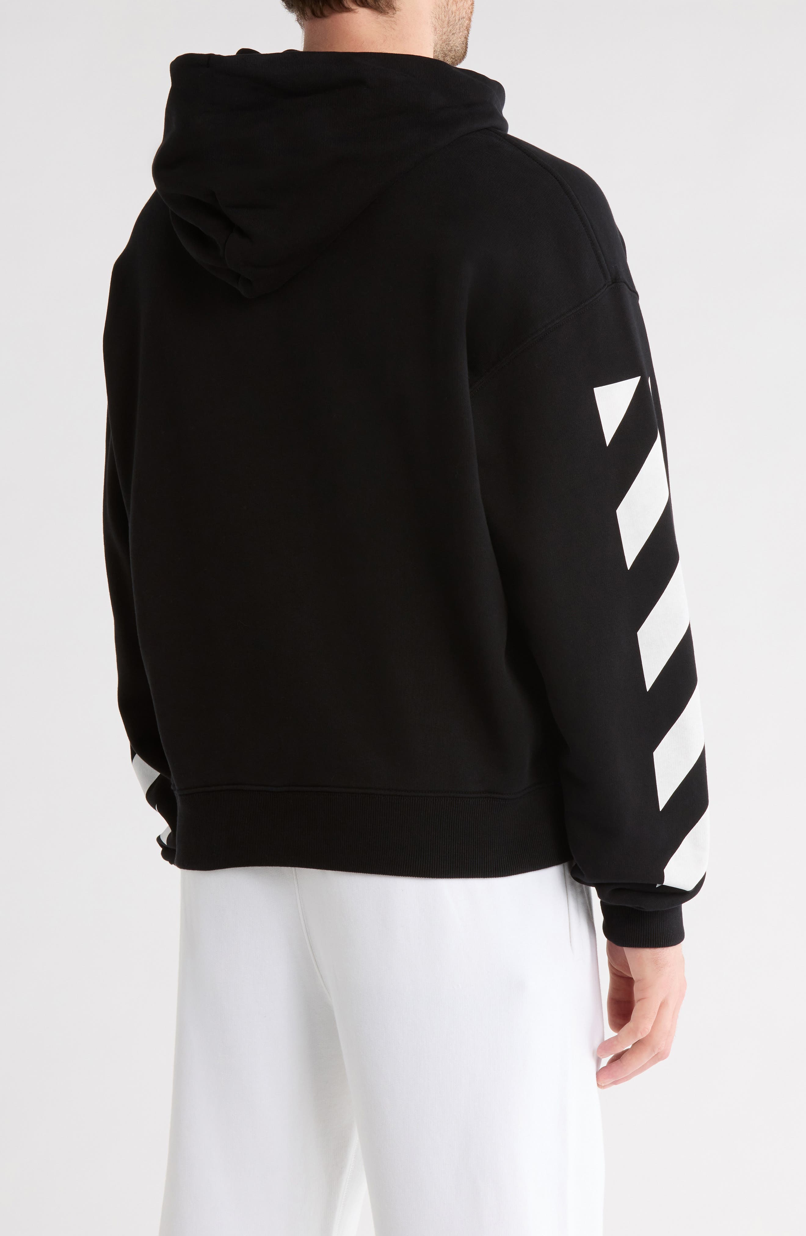 Off-White Diagonal Helvetica Cotton Graphic Hoodie | Nordstromrack