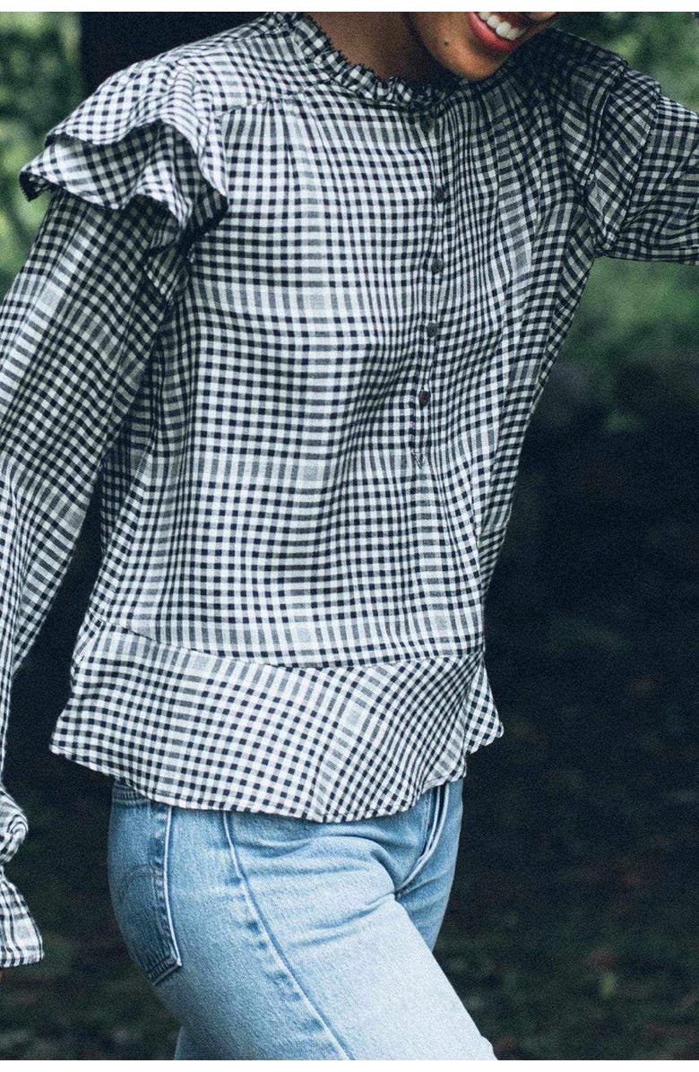 Faherty Sandia Gingham Ruffle Blouse | Nordstromrack