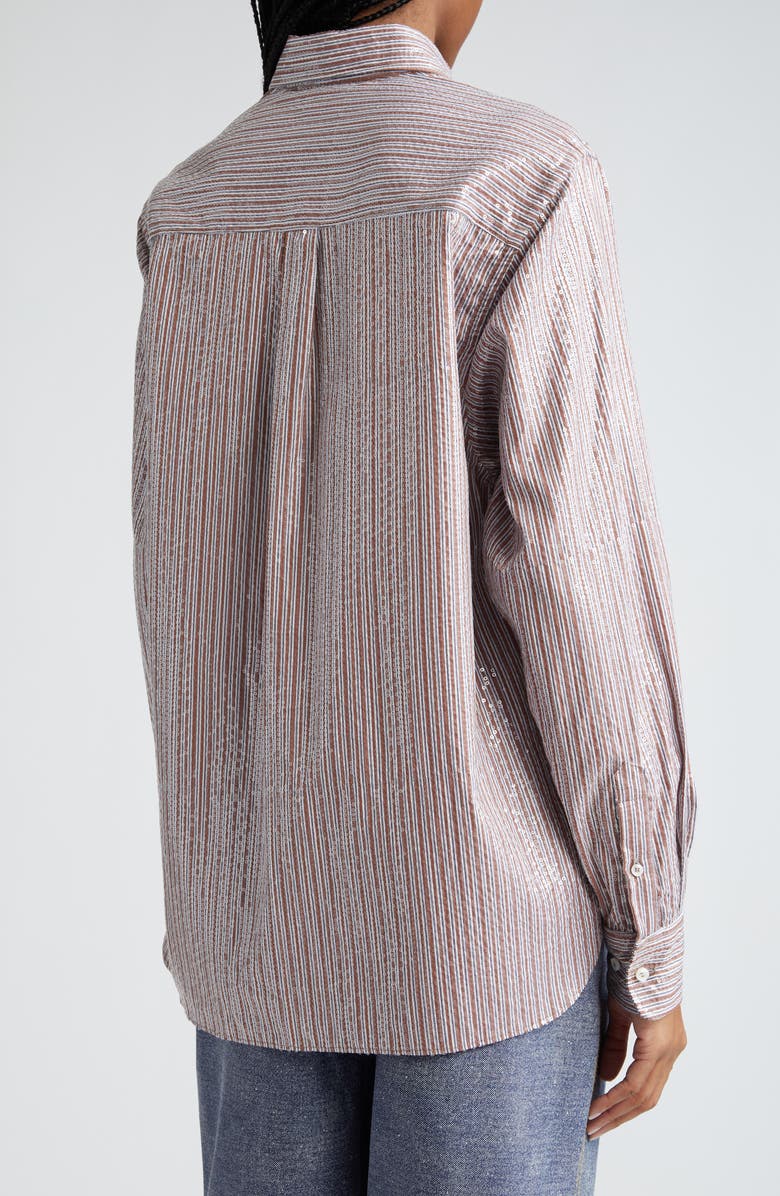 Saks Potts William Stripe Sequin Cotton Poplin Button-Down Shirt ...