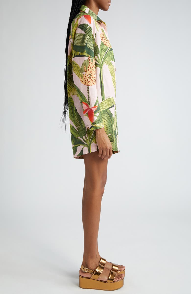 FARM Rio Banana Leaves Linen Blend Romper | Nordstromrack