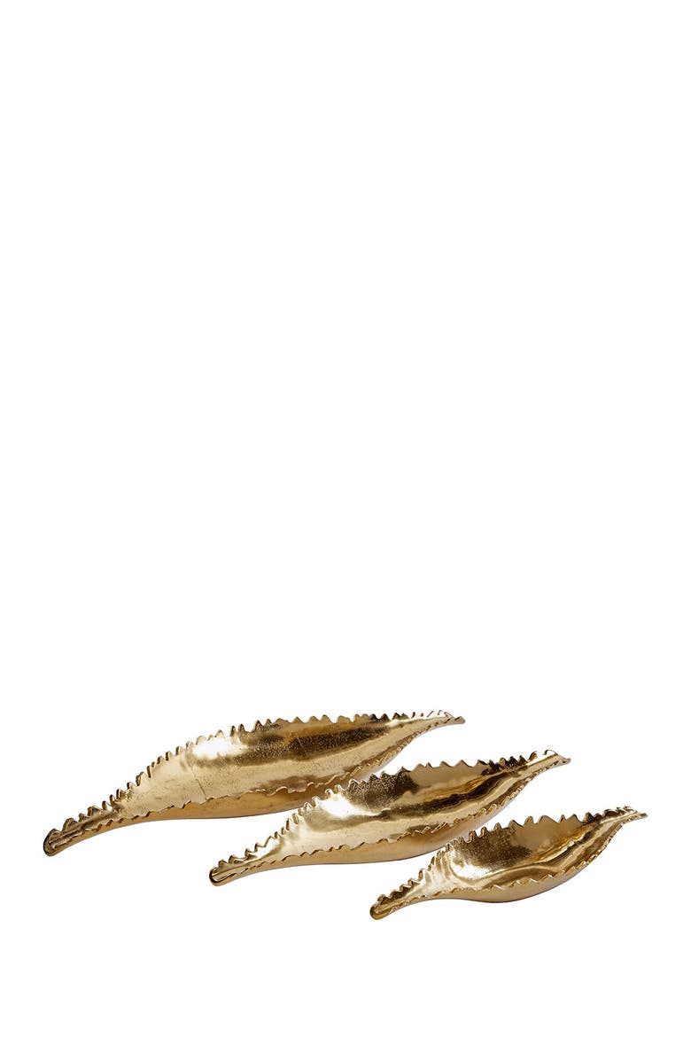 WILLOW ROW Large Metallic Gold Metal Boat Trays - Set of 3: 37" - 30 ...