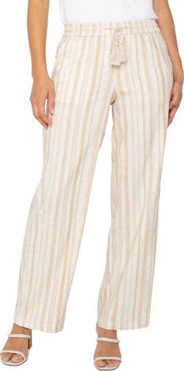 Liverpool Los Angeles Stripe Pull-On Wide Leg Linen Blend Pants | Nordstrom