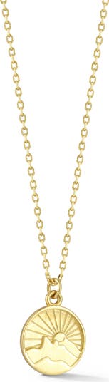 Ember Fine Jewelry 14K Yellow Gold Sunrise Medallion Pendant Necklace ...