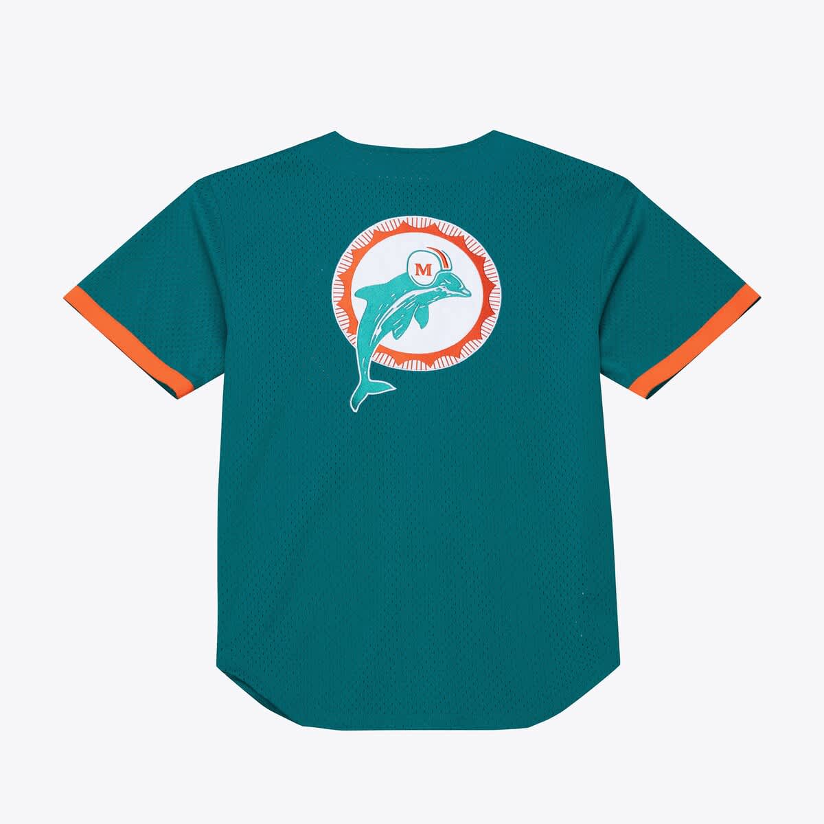Men's Mitchell & Ness Aqua Miami Dolphins Head Coach Mesh Full-Button ...