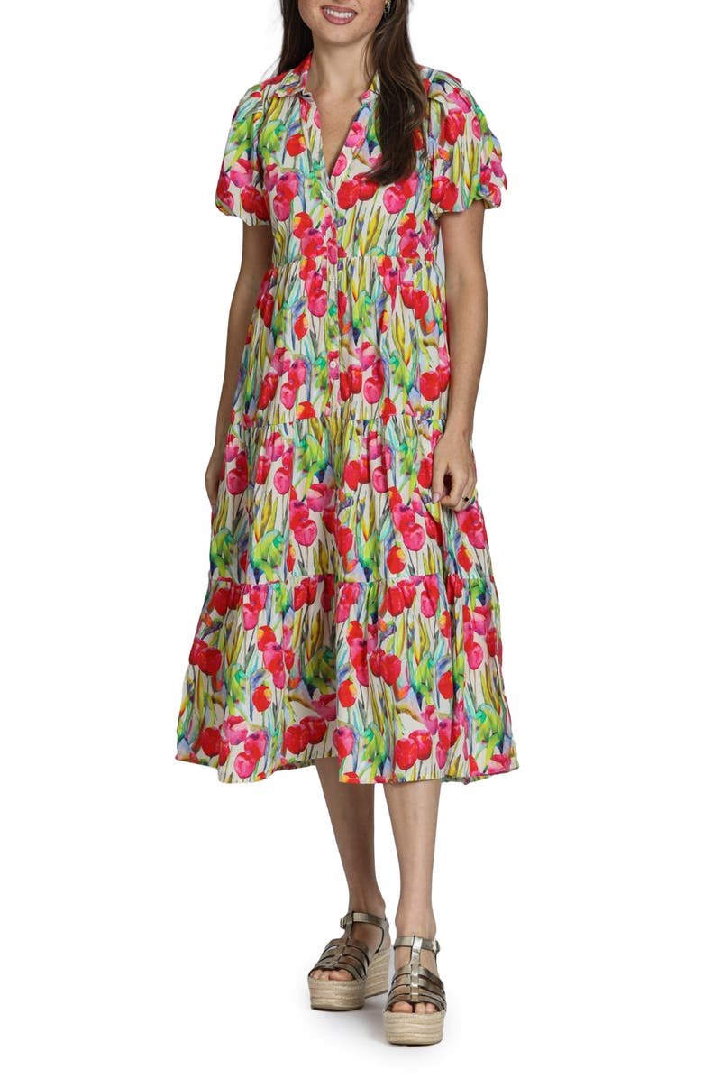 APNY Floral Tiered Cotton Shirtdress | Nordstromrack
