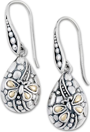 SAMUEL B. 18K Gold & Sterling Silver Butterfly Filigree Drop Earrings ...