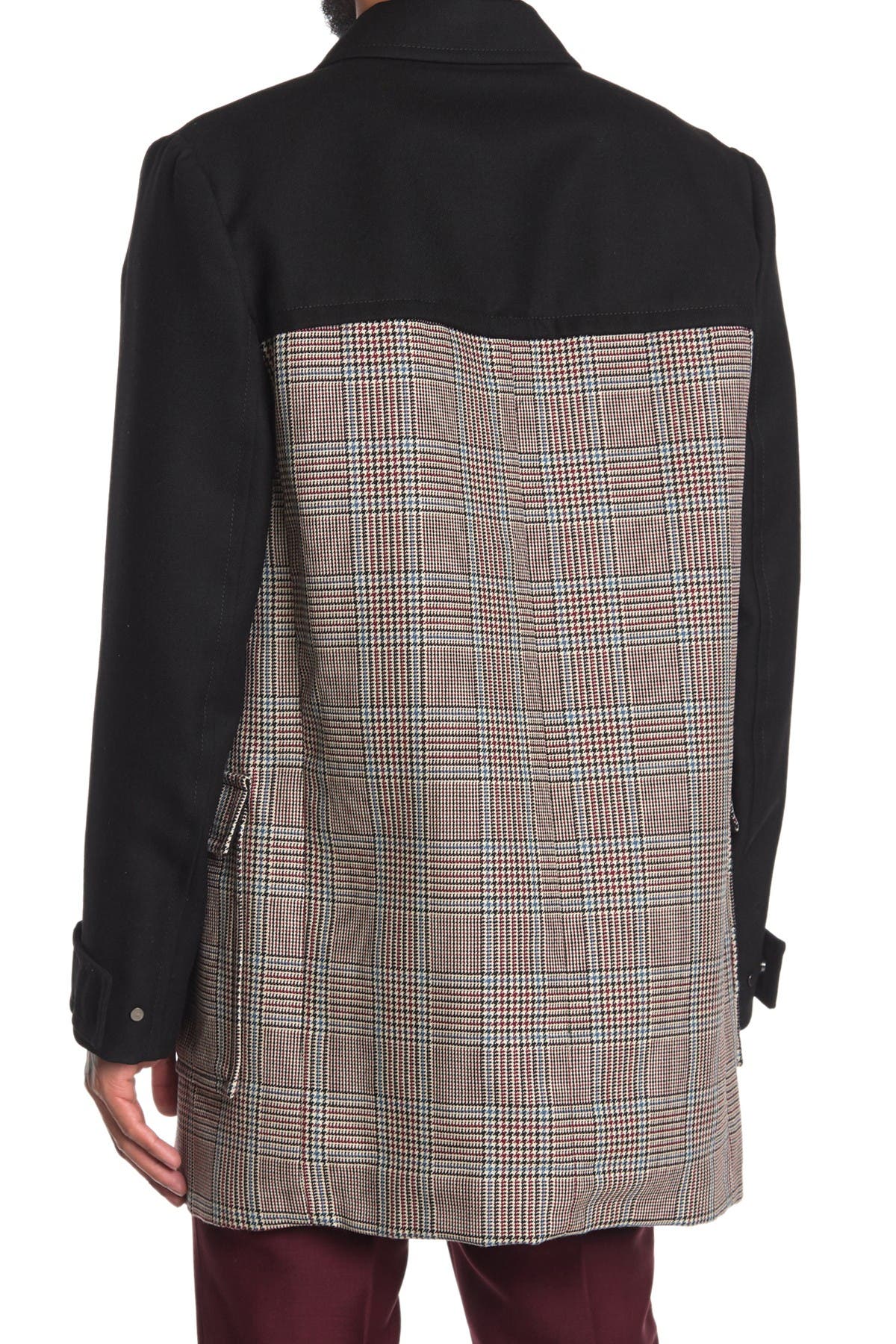 Valentino Contrast Plaid Double Breasted Trench Coat | Nordstromrack