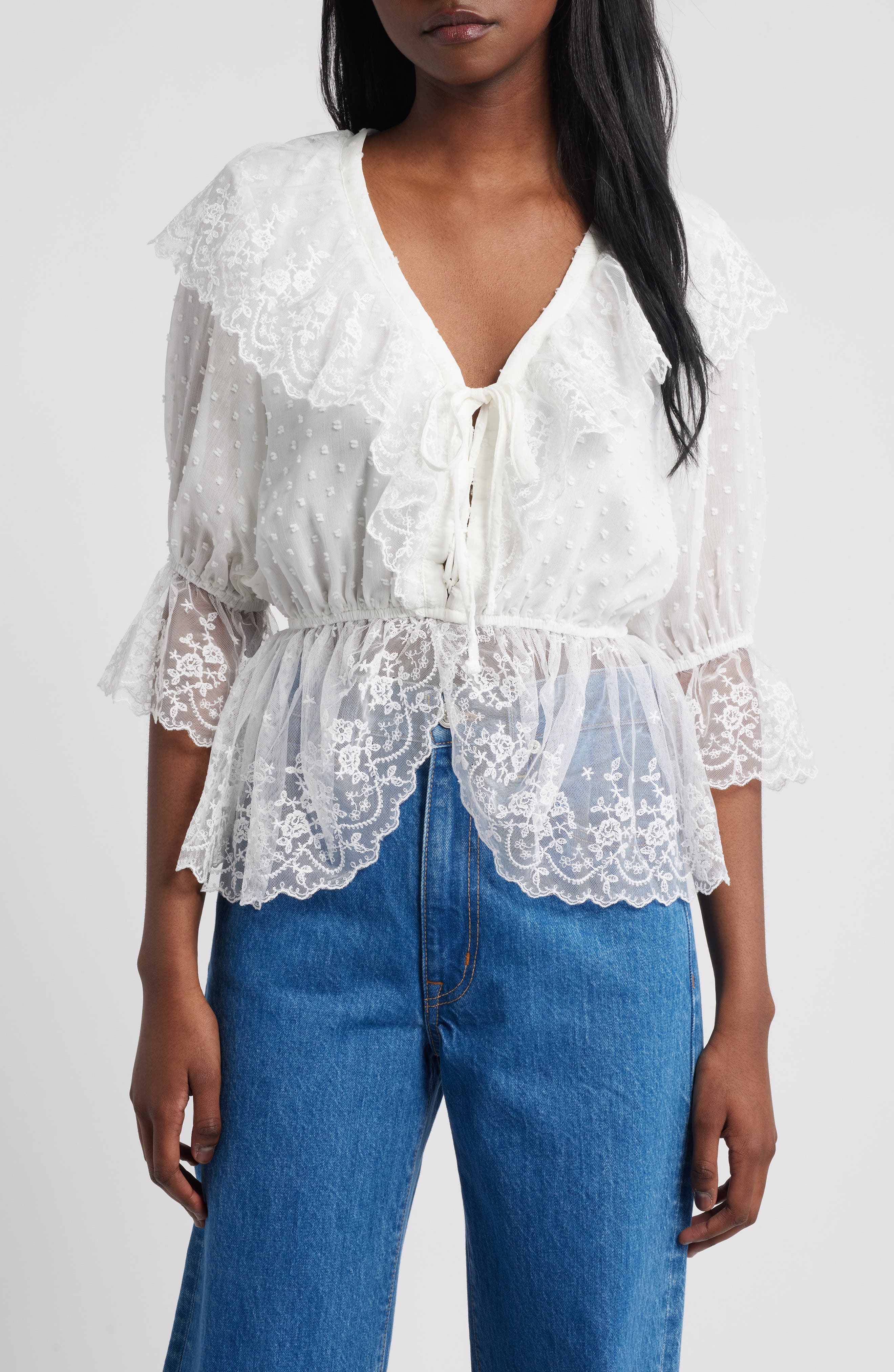 Lipsy Lace Dobby Shirt | Nordstrom