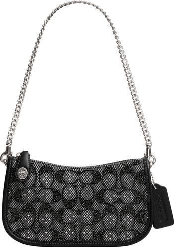 COACH Swinger Crystal Signature Jacquard & Leather Shoulder Bag | Nordstrom