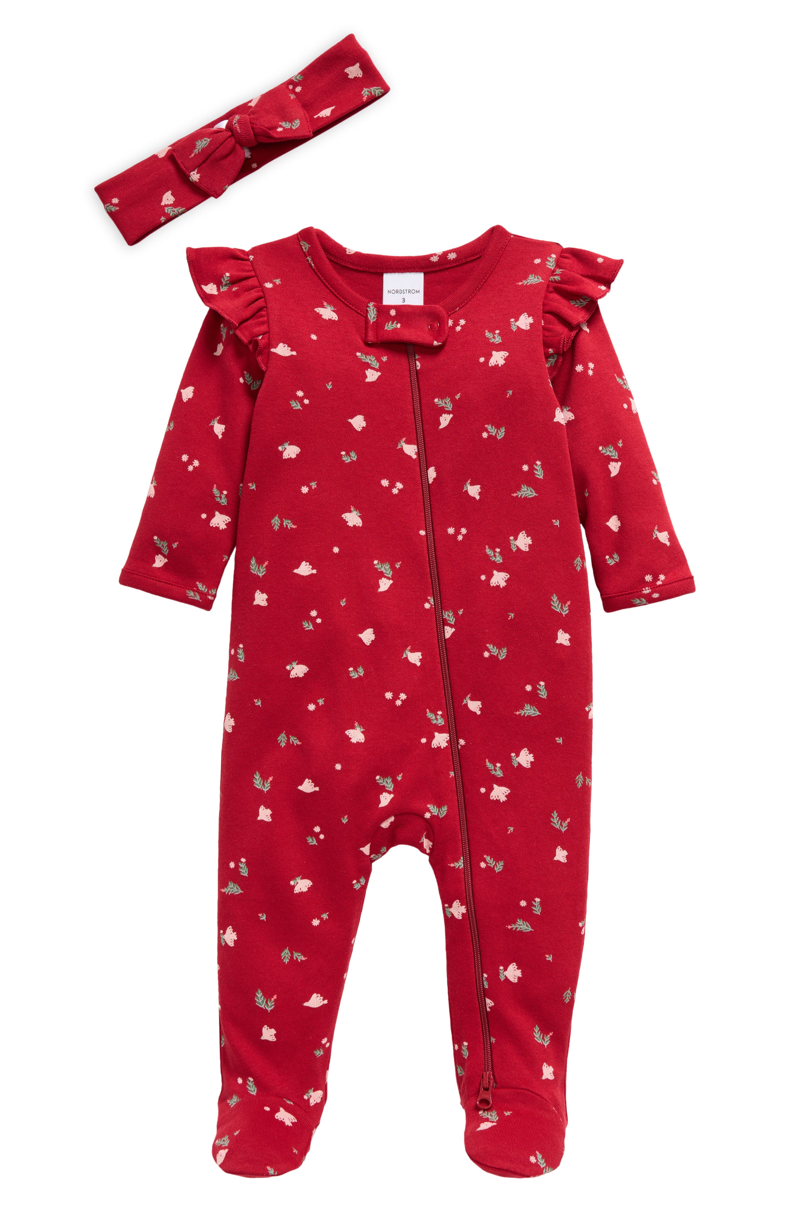 Nordstrom Zip Front Footie & Headband Set | Nordstromrack