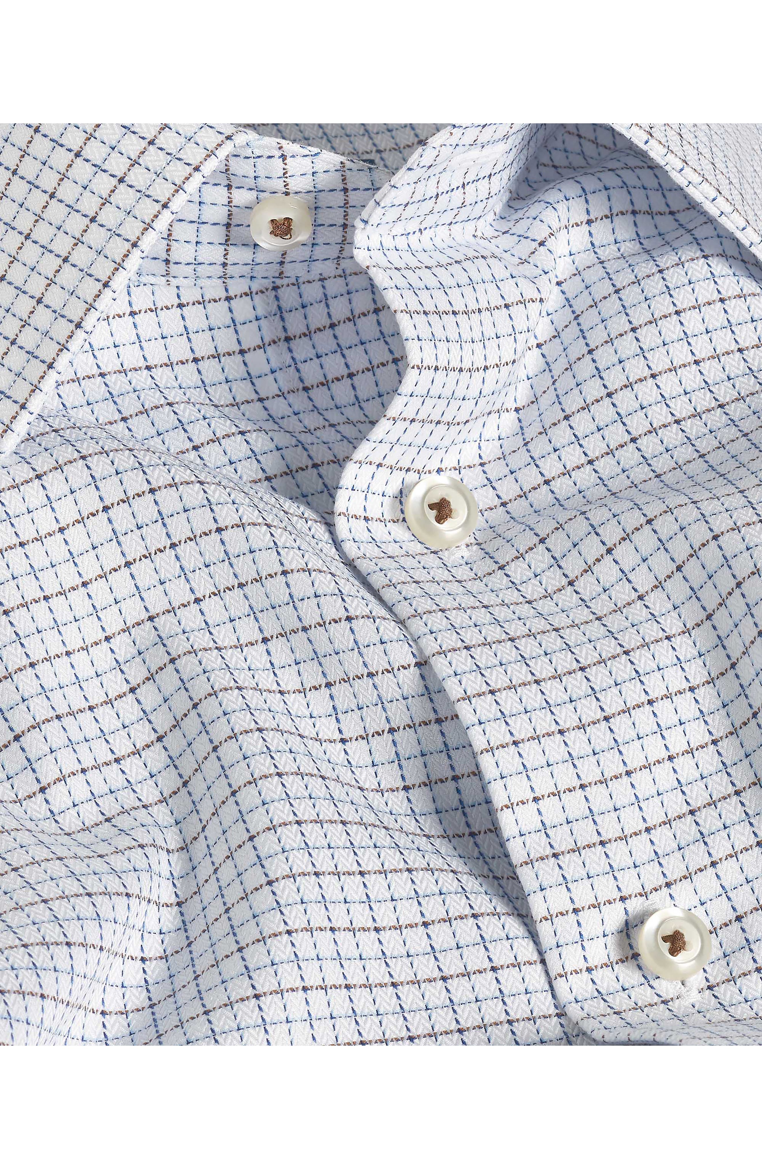 David Donahue Trim Fit Textured Herringbong Check Cotton Dress Shirt ...
