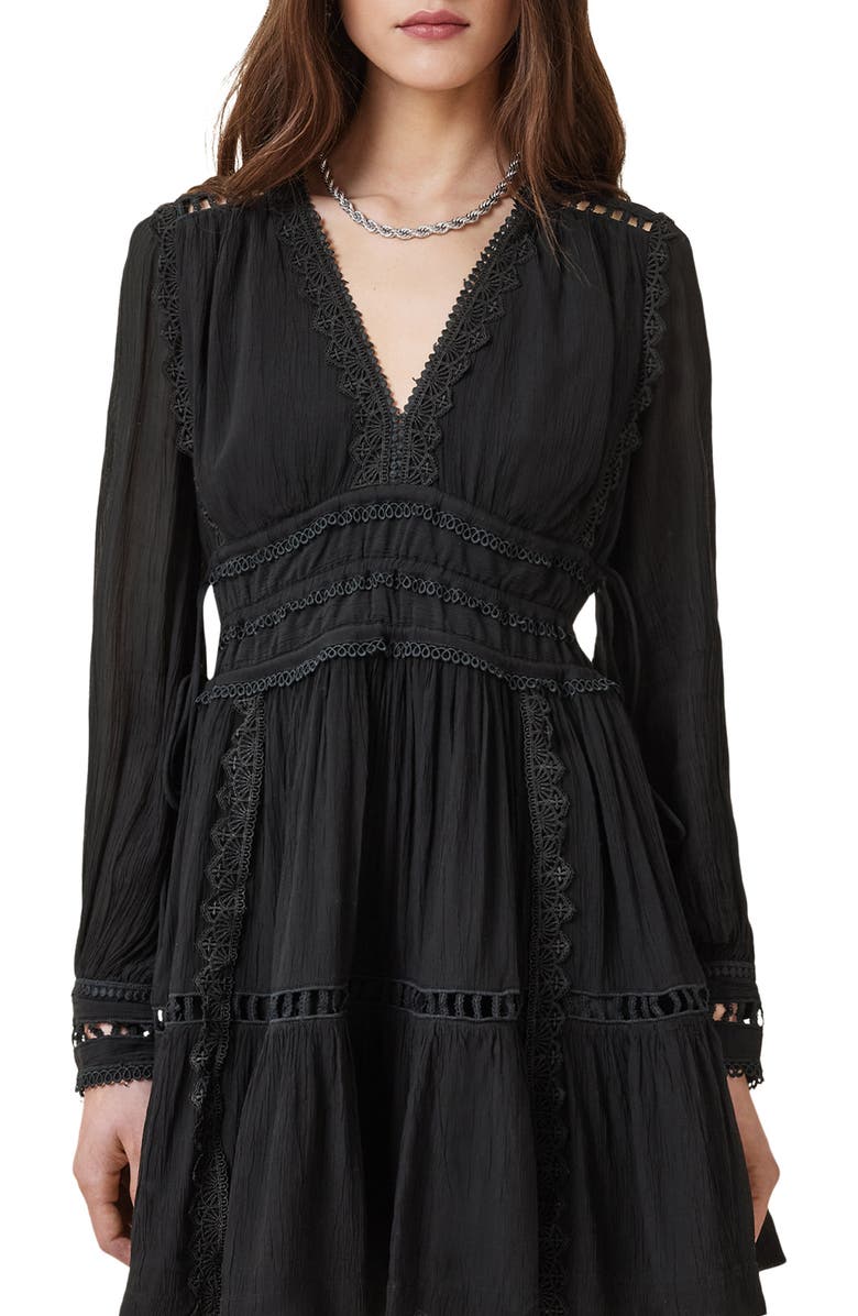 AllSaints Xanthe Lace Long Sleeve Minidress | Nordstromrack