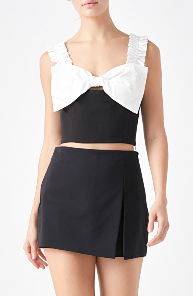 Endless Rose Mix Media Bow Front Crop Top | Nordstromrack