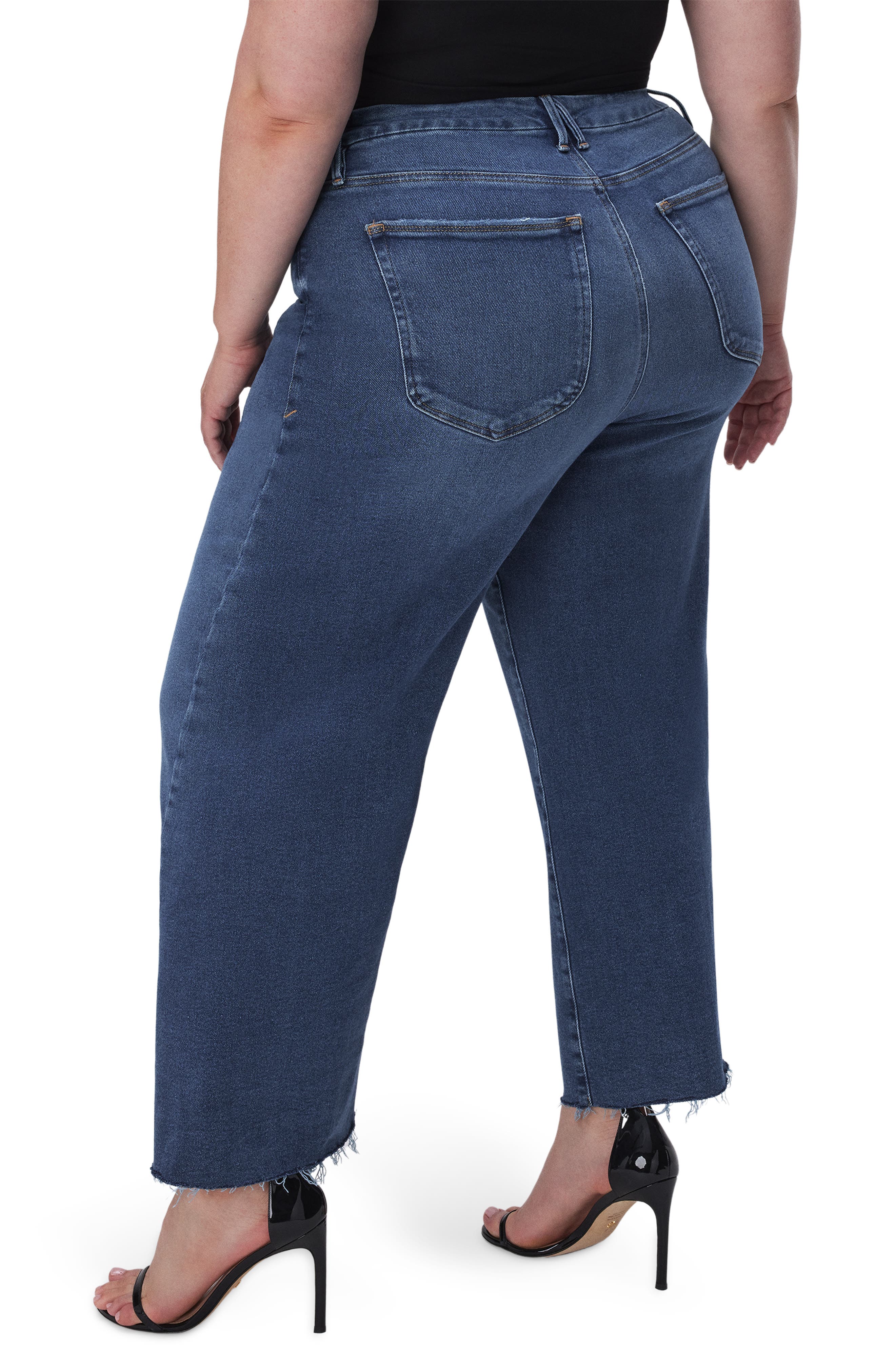 Good American Good Waist High Waist Crop Palazzo Jeans | Nordstromrack
