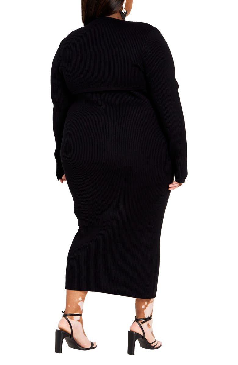 City Chic Kelsey Ribbed Midi Body-Con Dress with Bolero | Nordstromrack