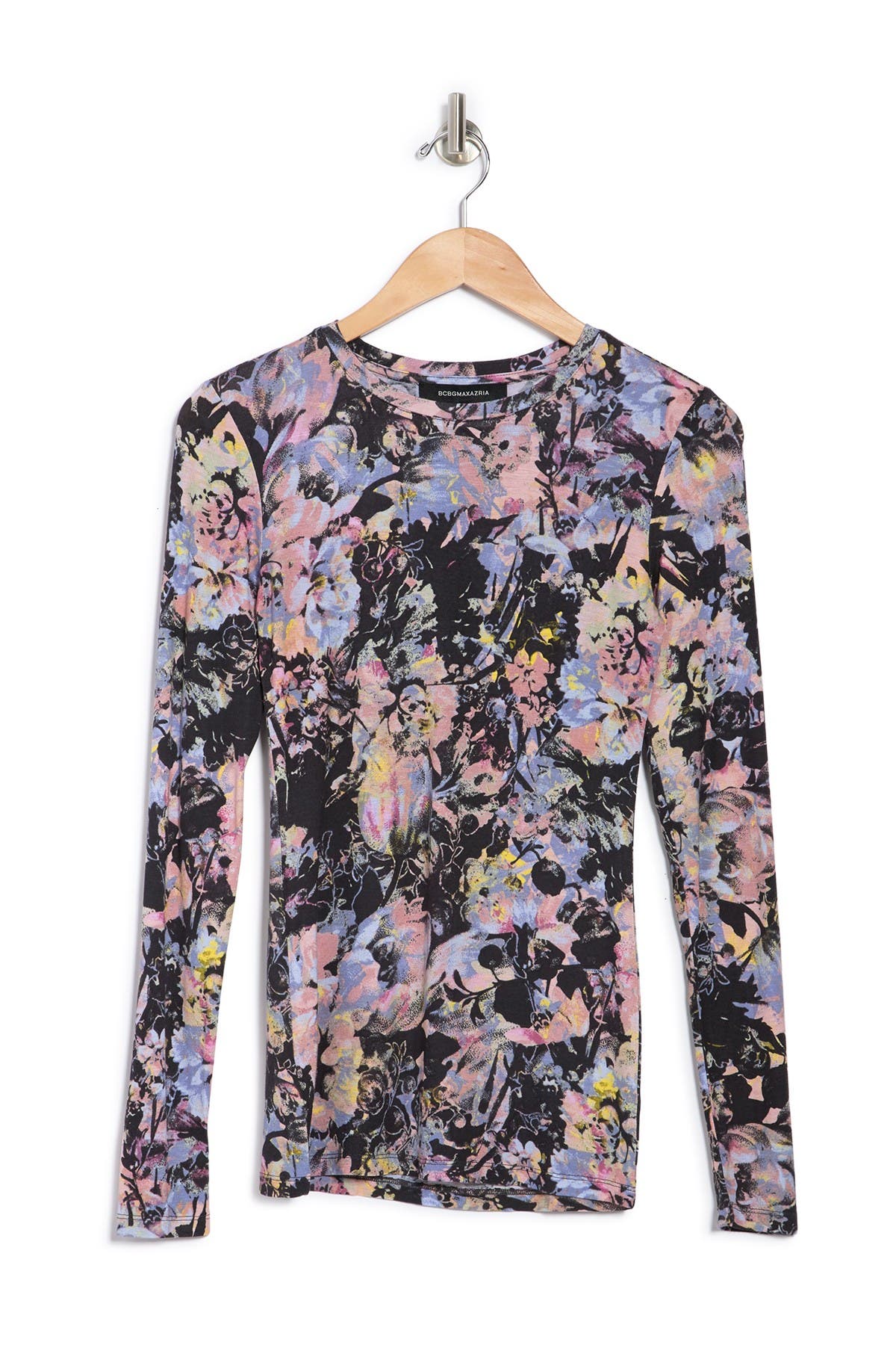 BCBGMAXAZRIA Floral Crew Neck Long Sleeve Top | Nordstromrack