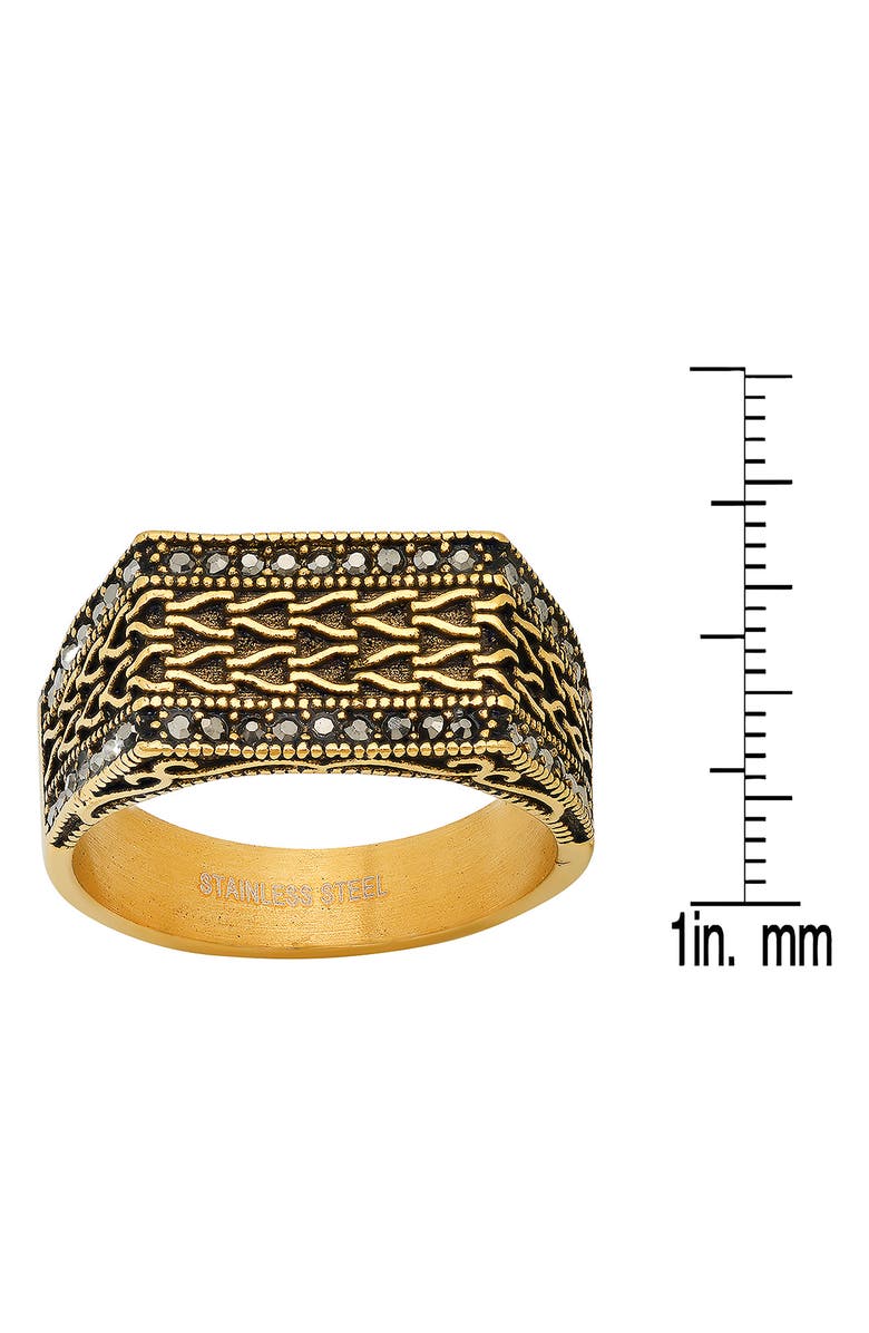 HMY JEWELRY Men's 18K Gold Plated Stainless Steel Pavé Textured Ring ...