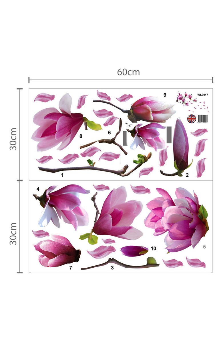 WALPLUS Red Magnolia Flower Art Wall Sticker | Nordstromrack