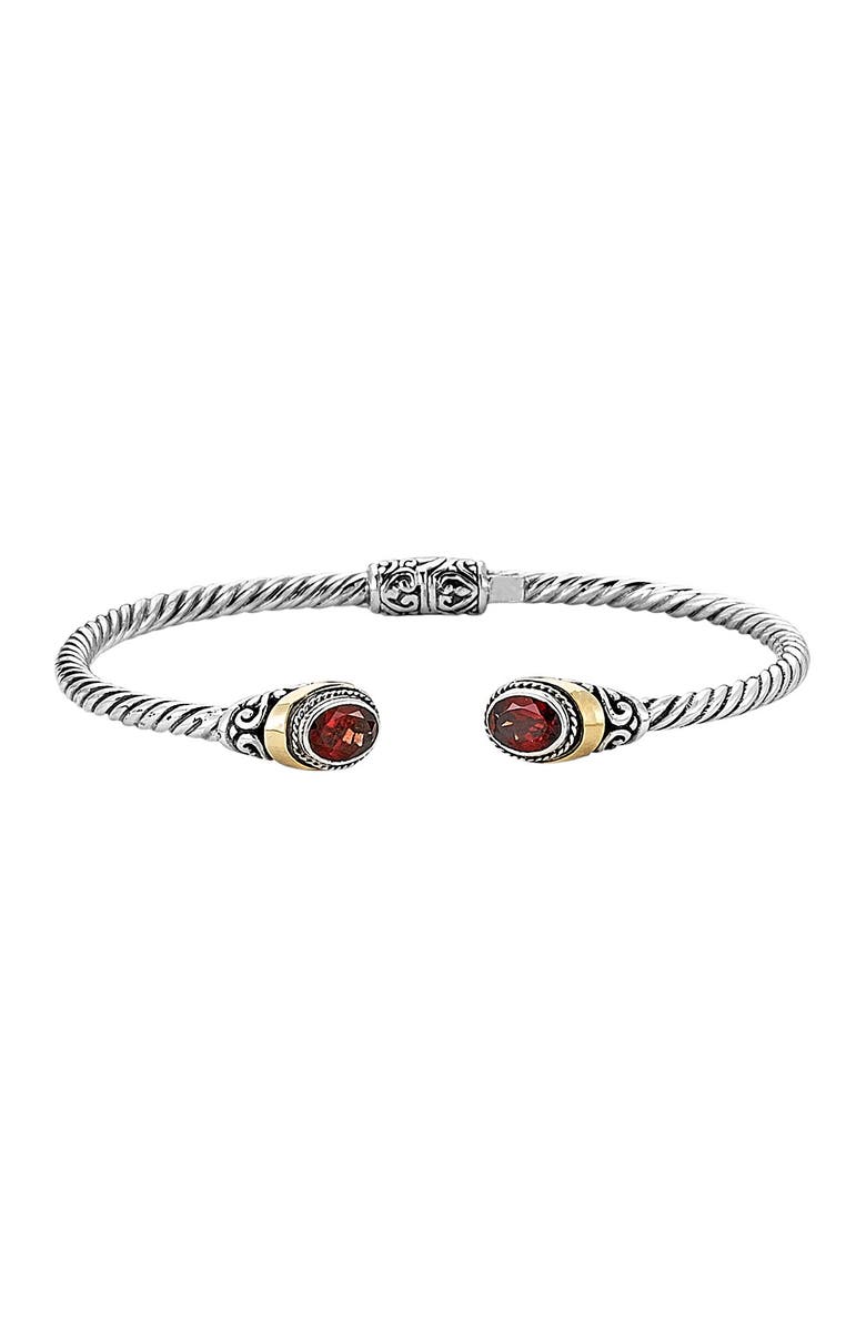 SAMUEL B. Sterling Silver & 18K Gold Garnet Twisted Cable Bangle ...
