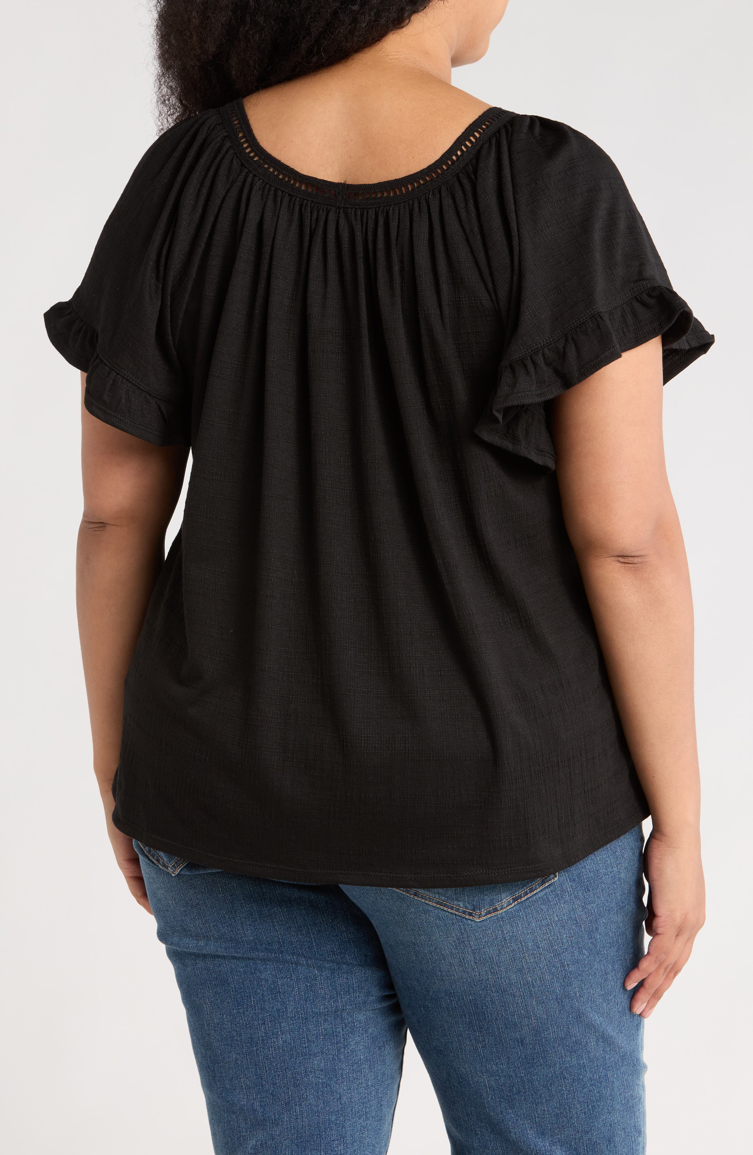 Embellished Yoke Flutter Sleeve Top (Women) | Nordstromrack