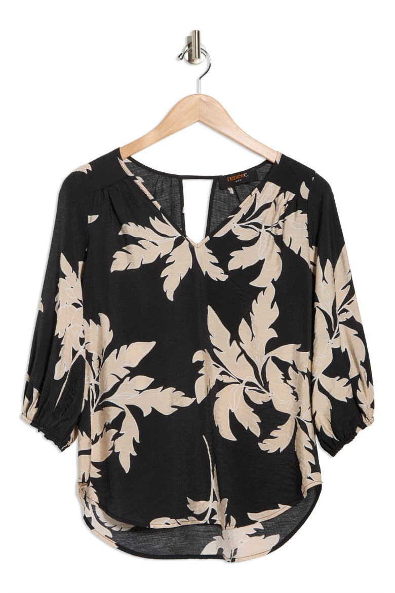 Floral V-Neck Keyhole Top (Women) | Nordstromrack