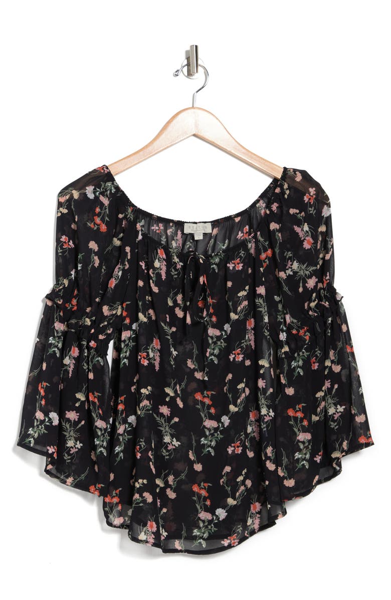 CHENAULT Floral Bell Sleeve Peasant Top | Nordstromrack