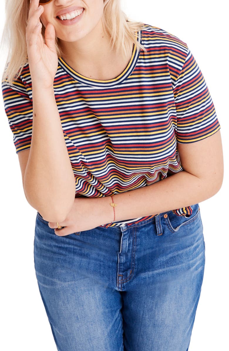 Madewell Rainbow Stripe Knot Front Tee | Nordstromrack