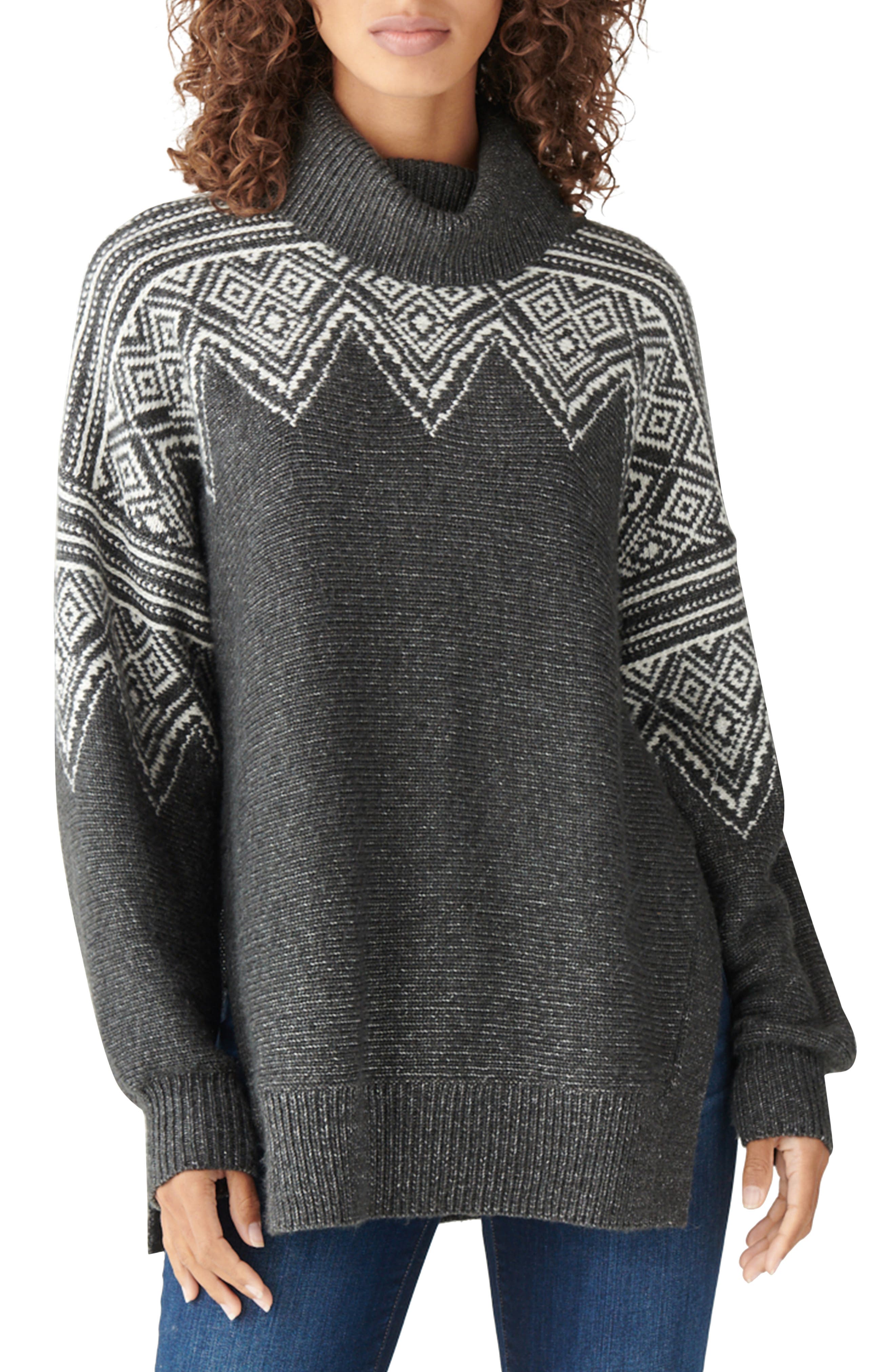 Lucky Brand Relaxed Intarsia Turtleneck Sweater | Nordstrom