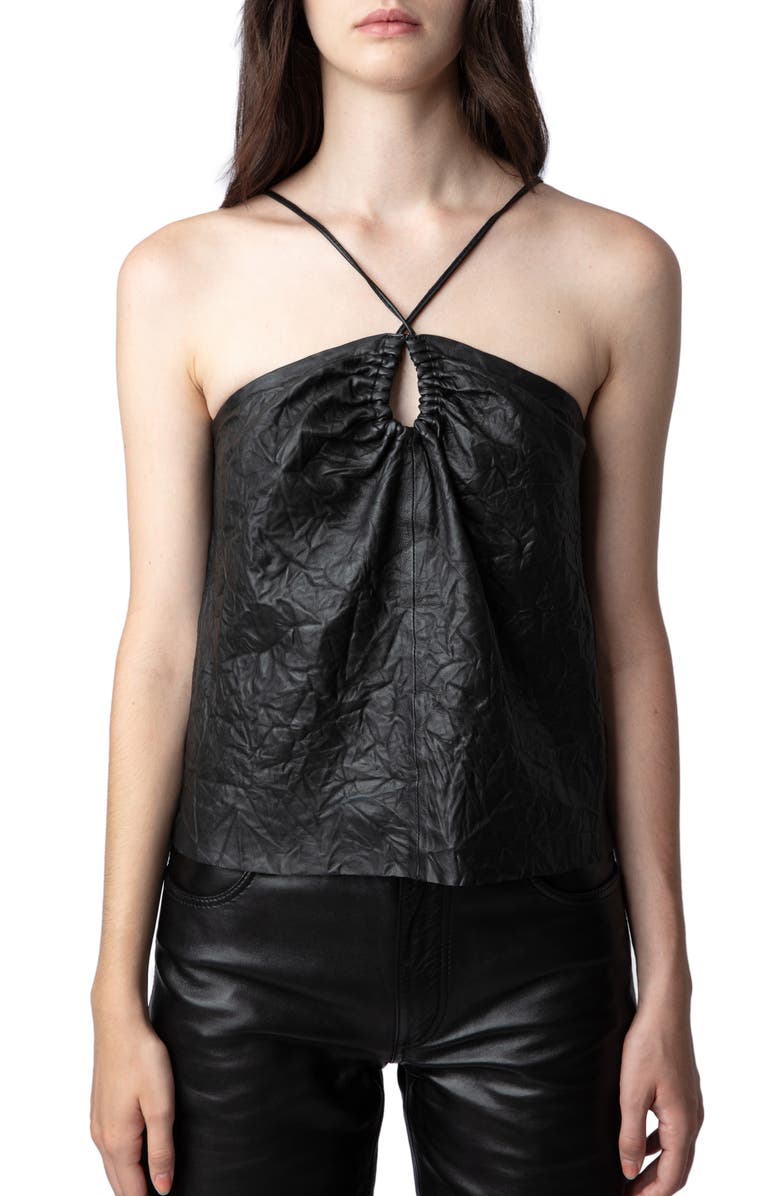 Zadig & Voltaire Cidonie Crushed Leather Halter Top | Nordstromrack