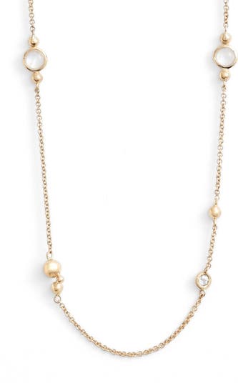 Anzie 'Dew Drop - Bubbling Brook' Semiprecious Stone Station Necklace ...