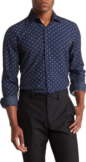 Azaro Uomo Slim Fit Geometric Print Performance Dress Shirt | Nordstromrack