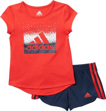 adidas Logo Tee & Dolphin Hem Shorts | Nordstromrack