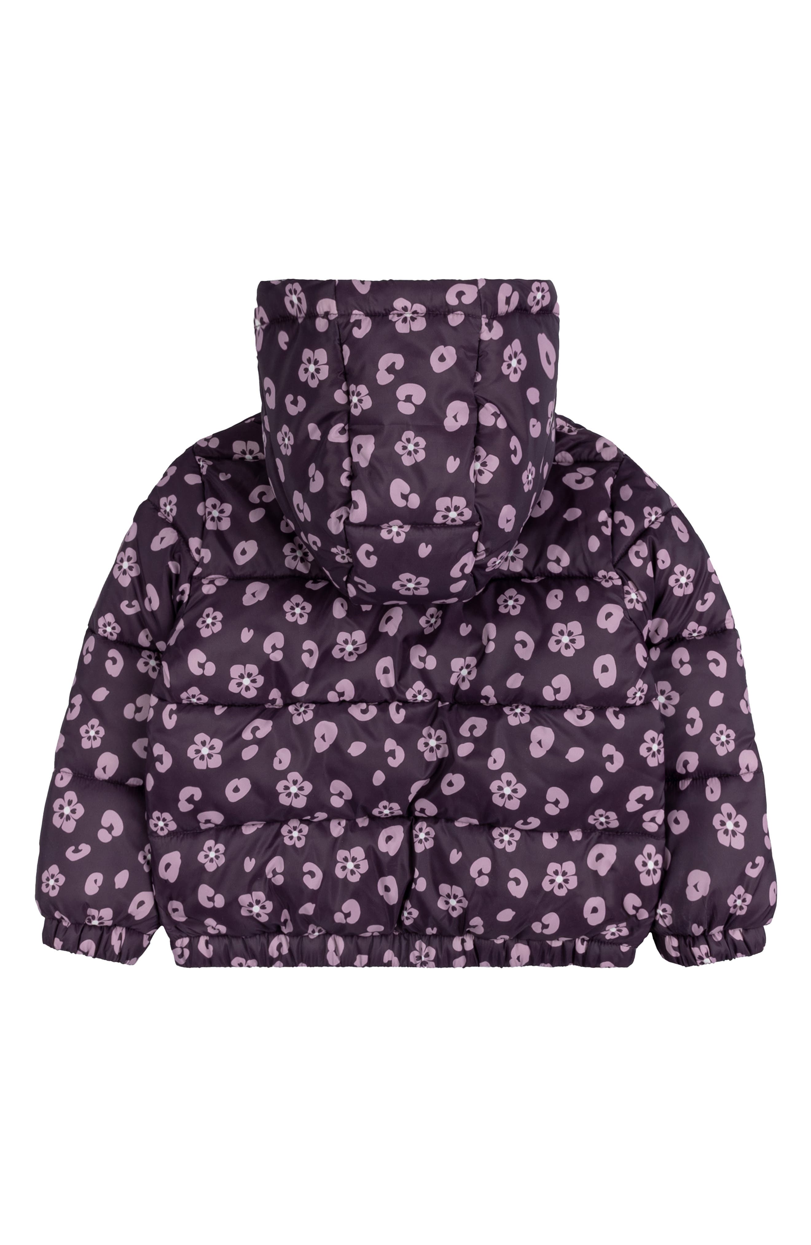 MILES THE LABEL Kids' Print Water Resistant Hooded Quilted Jacket ...