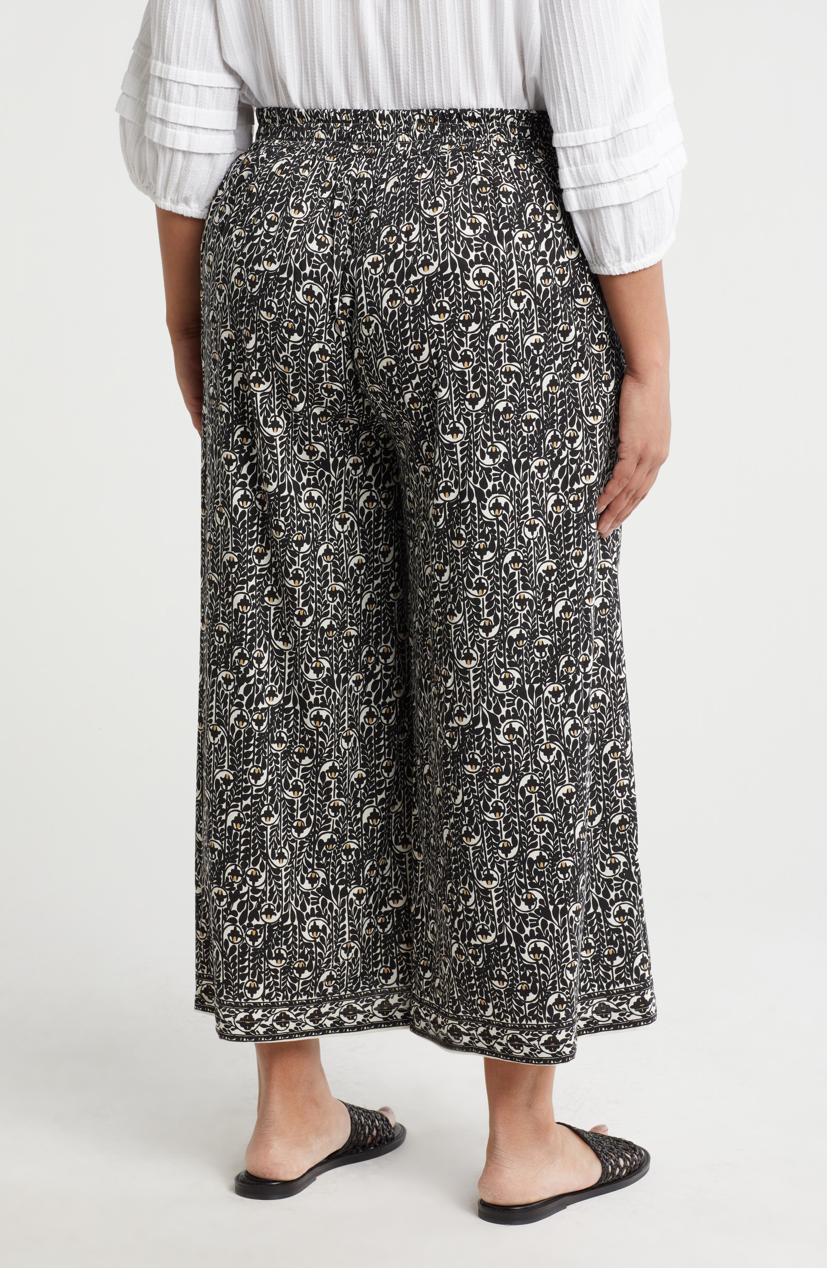 MAX STUDIO Print Crop Wide Leg Pants | Nordstromrack
