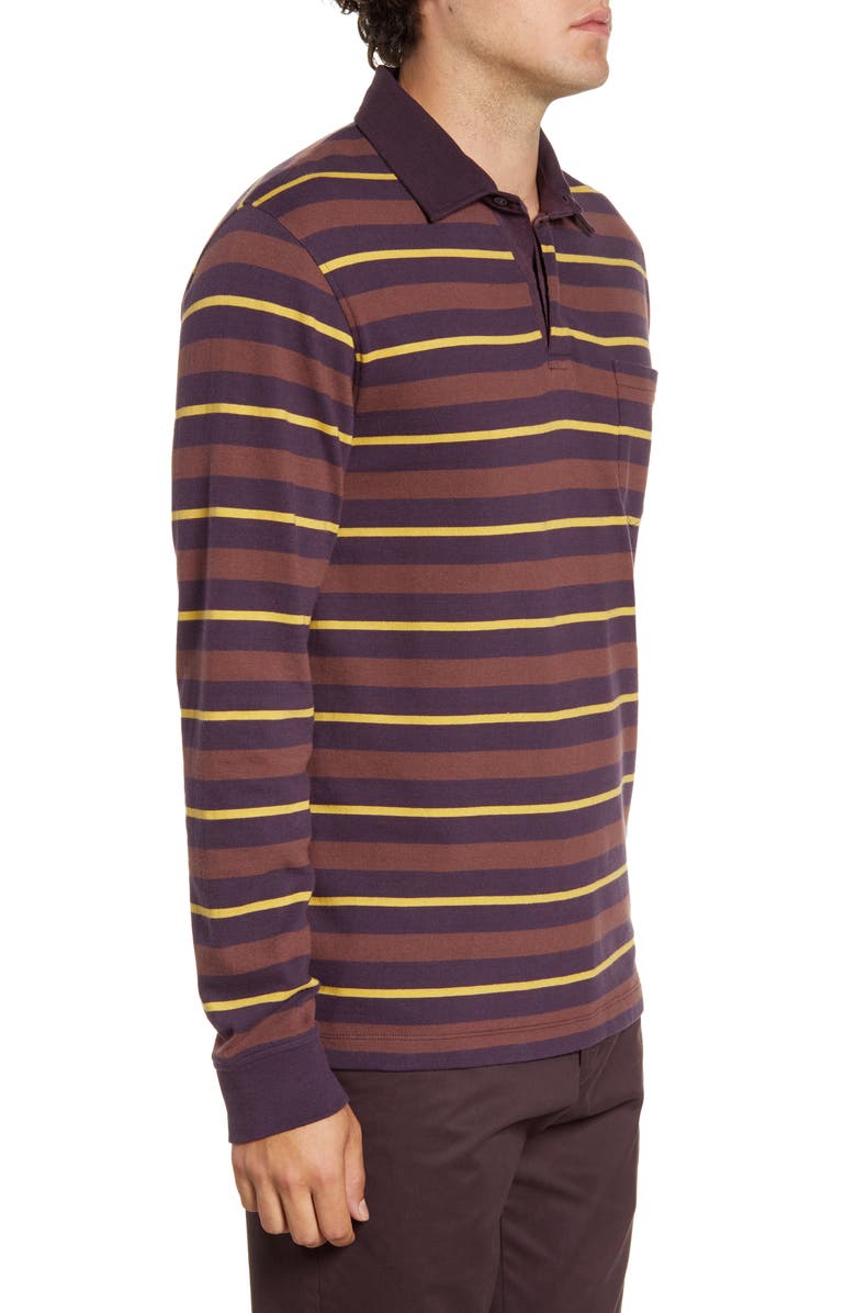 French Connection Rugby Stripe Long Sleeve Pocket Polo | Nordstrom