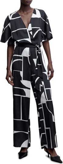 MANGO Geo Print Satin Jumpsuit | Nordstromrack