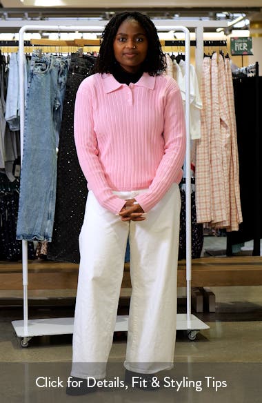 MANGO Rib Long Sleeve Polo Sweater | Nordstromrack