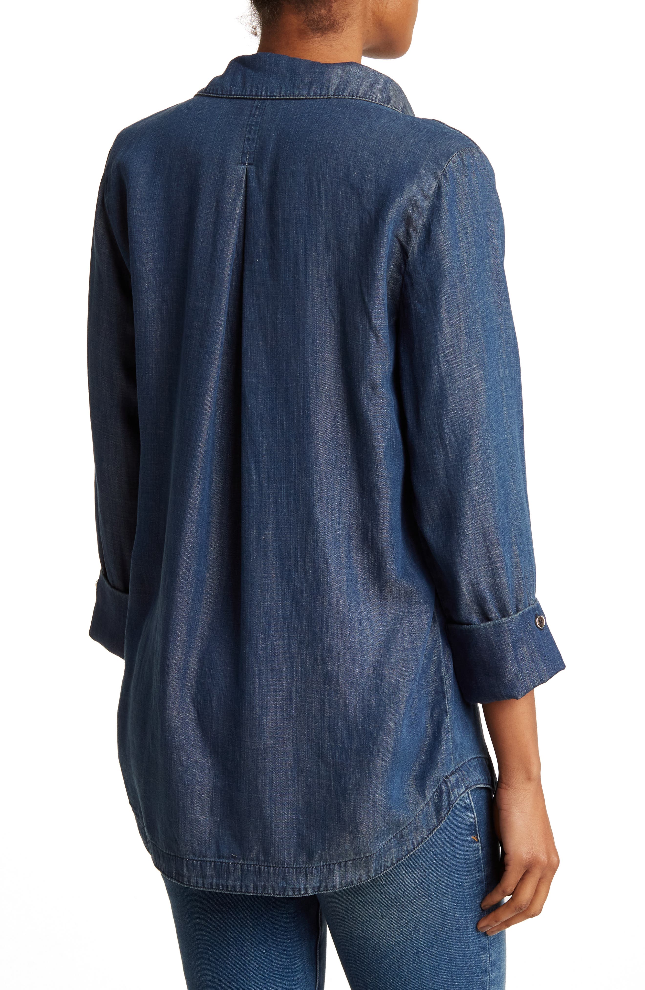 ELIE ELIE TAHARI Tencel® Lyocell Split Collar Three Quarter Sleeve ...
