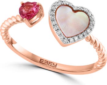 EFFY 14K Rose Gold Mother of Pearl Diamond Heart Ring | Nordstromrack