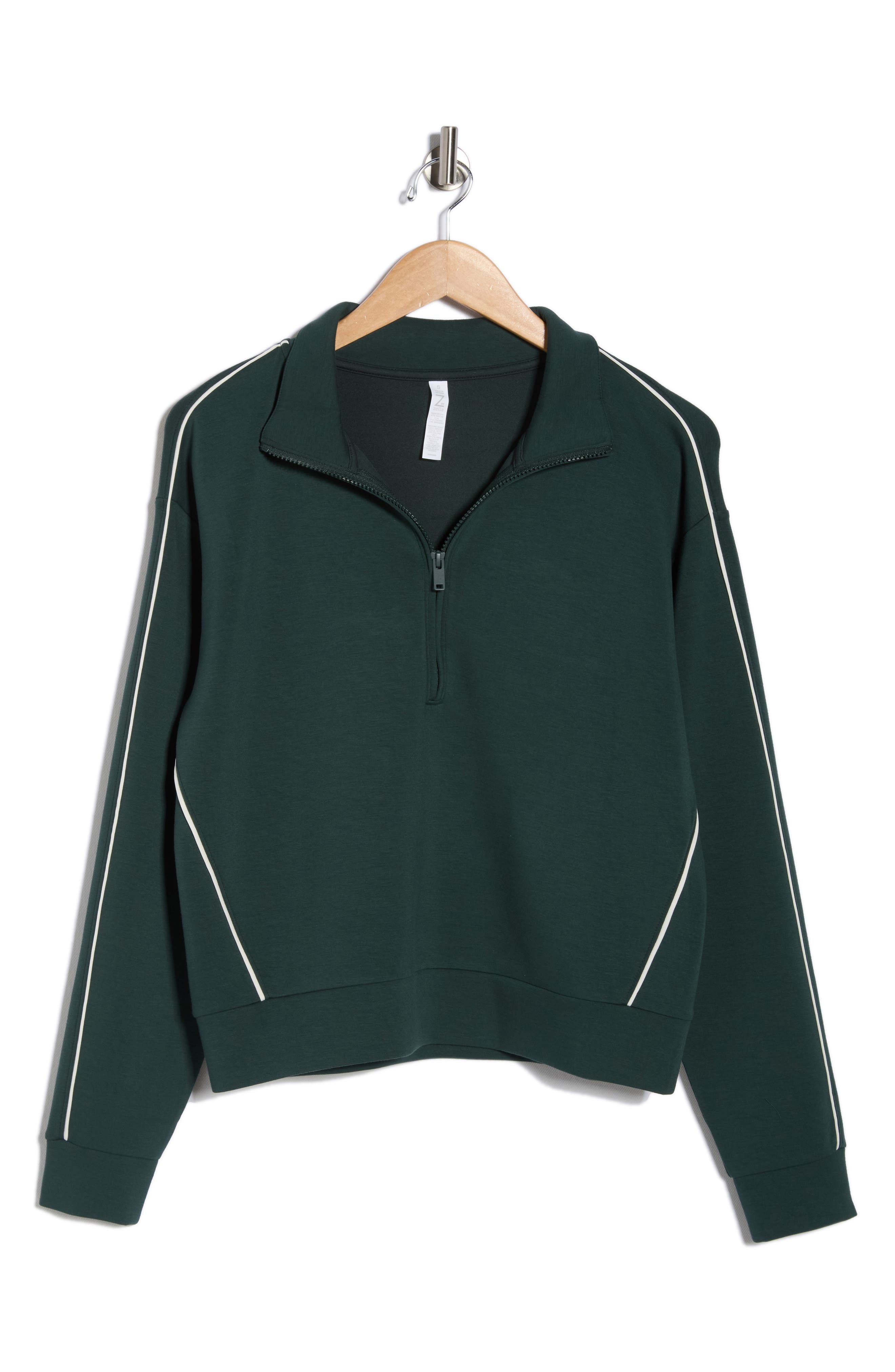 Z by Zella Whisper Piped Knit Quarter Zip Sweatshirt | Nordstromrack