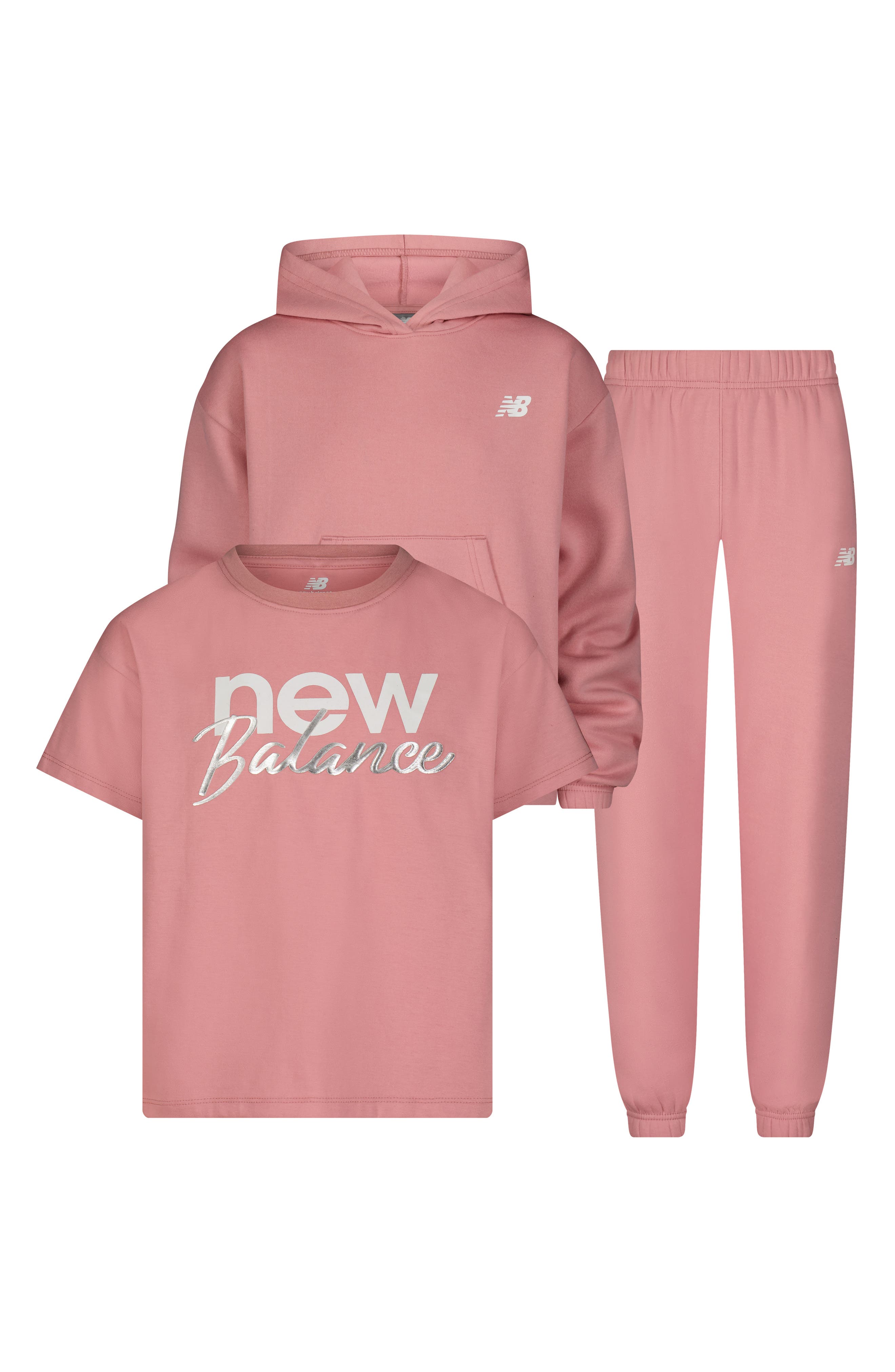 New Balance Kids' Logo Pullover Hoodie, T-Shirt & Joggers Set ...