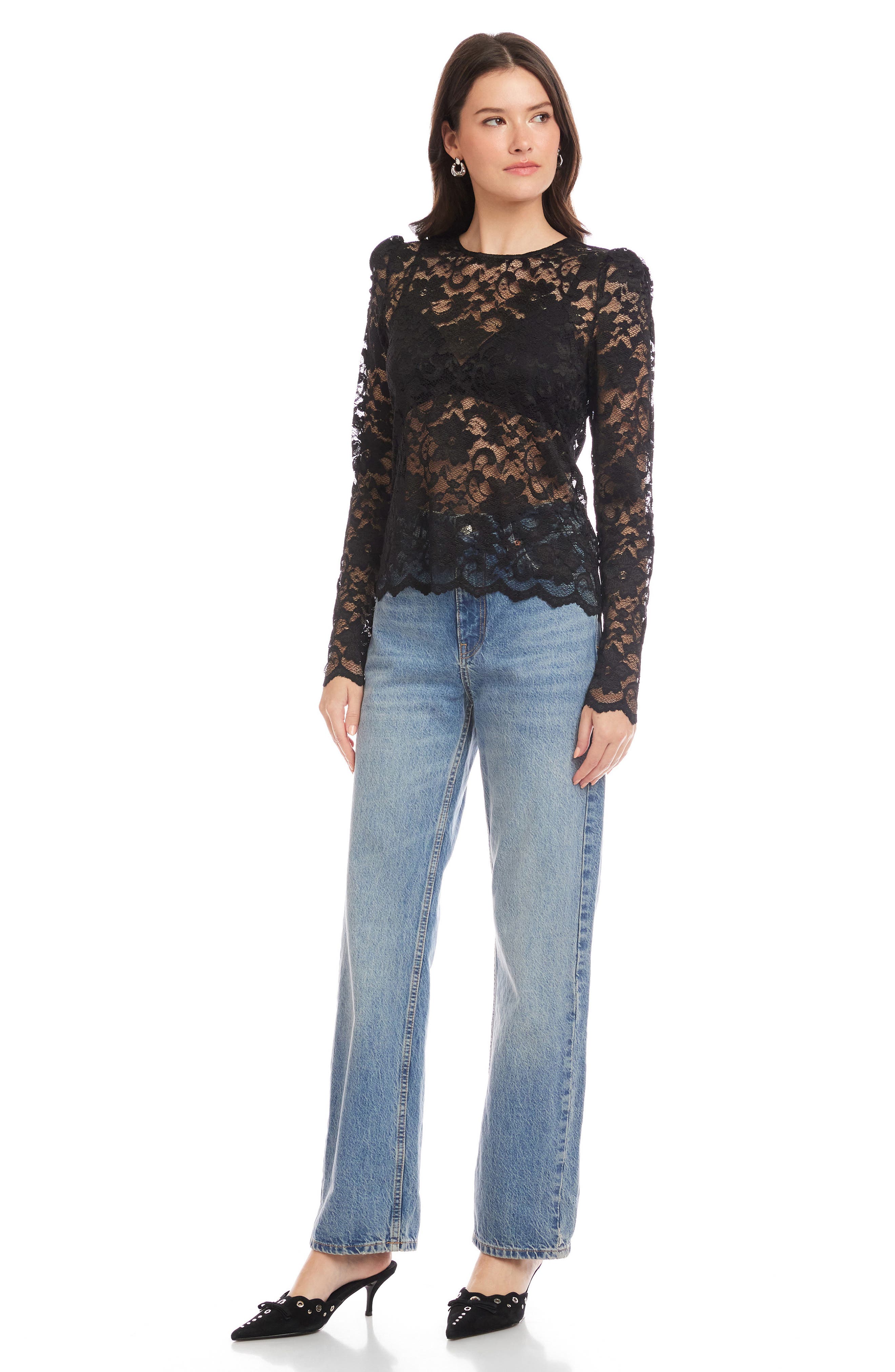 FIFTEEN TWENTY Maylani Sheer Stretch Lace Top | Nordstrom