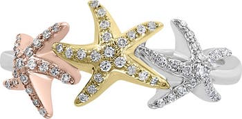 EFFY 14K Gold Pave Diamond Starfish Ring - 0.23 ctw | Nordstromrack