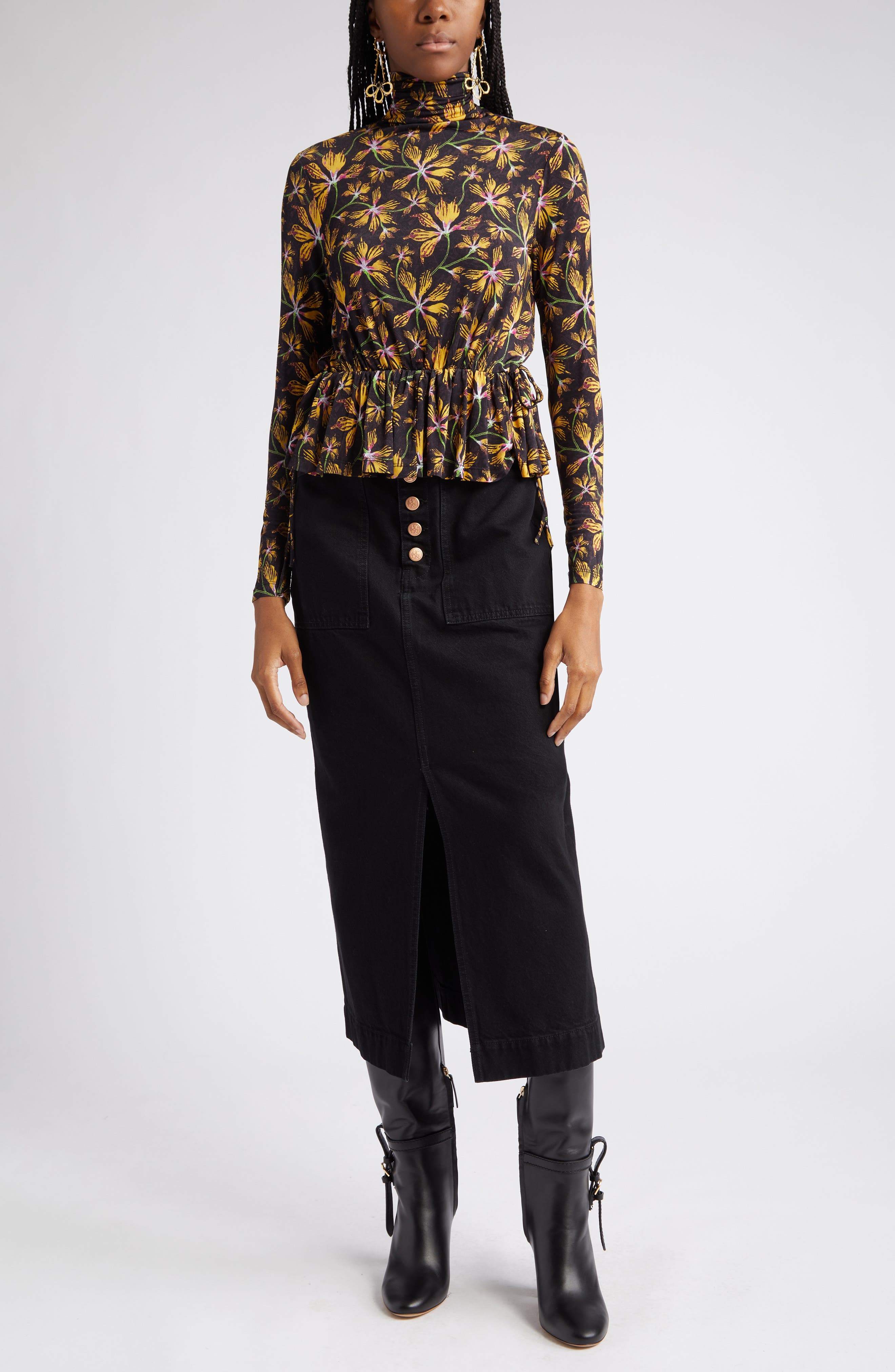 Ulla Johnson The Bea Button Fly Denim Skirt | Nordstromrack