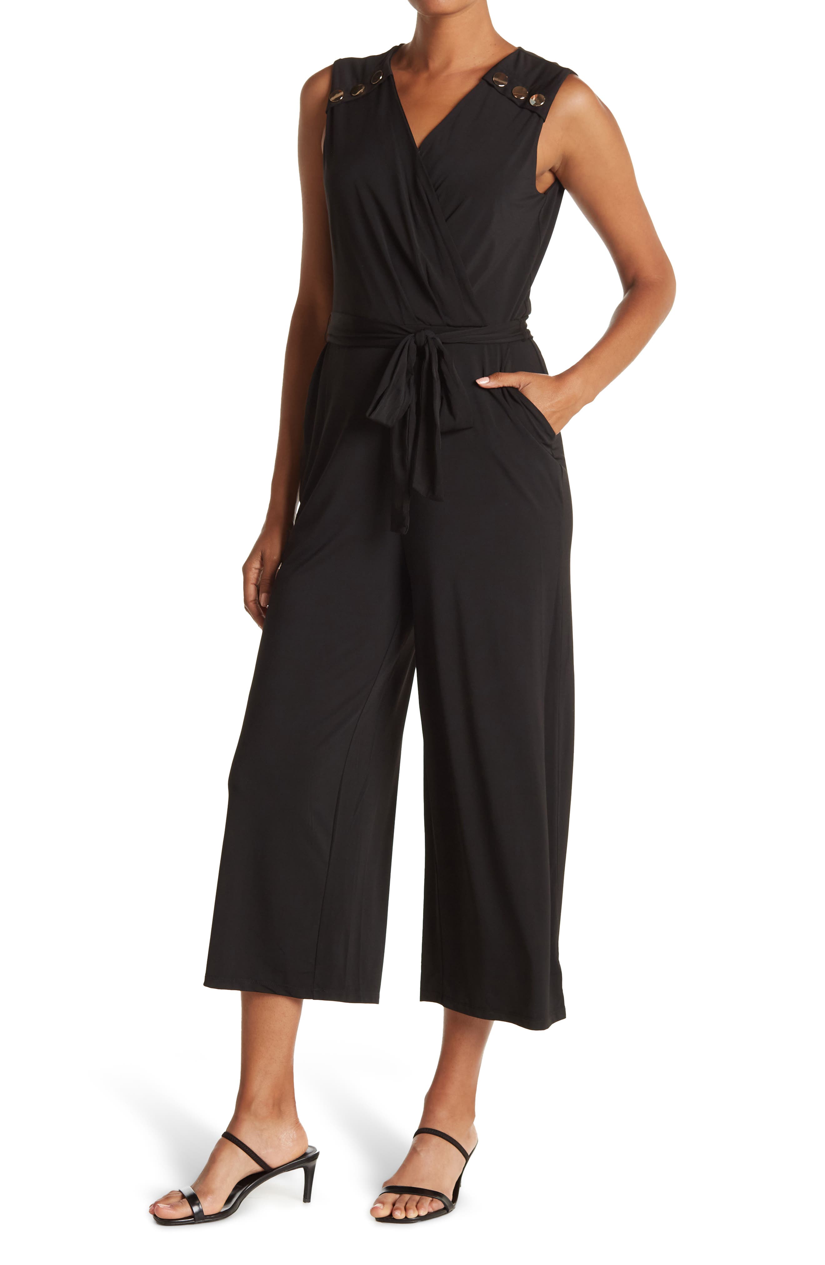 T Tahari Belted Studded Jumpsuit (Women) | Nordstromrack