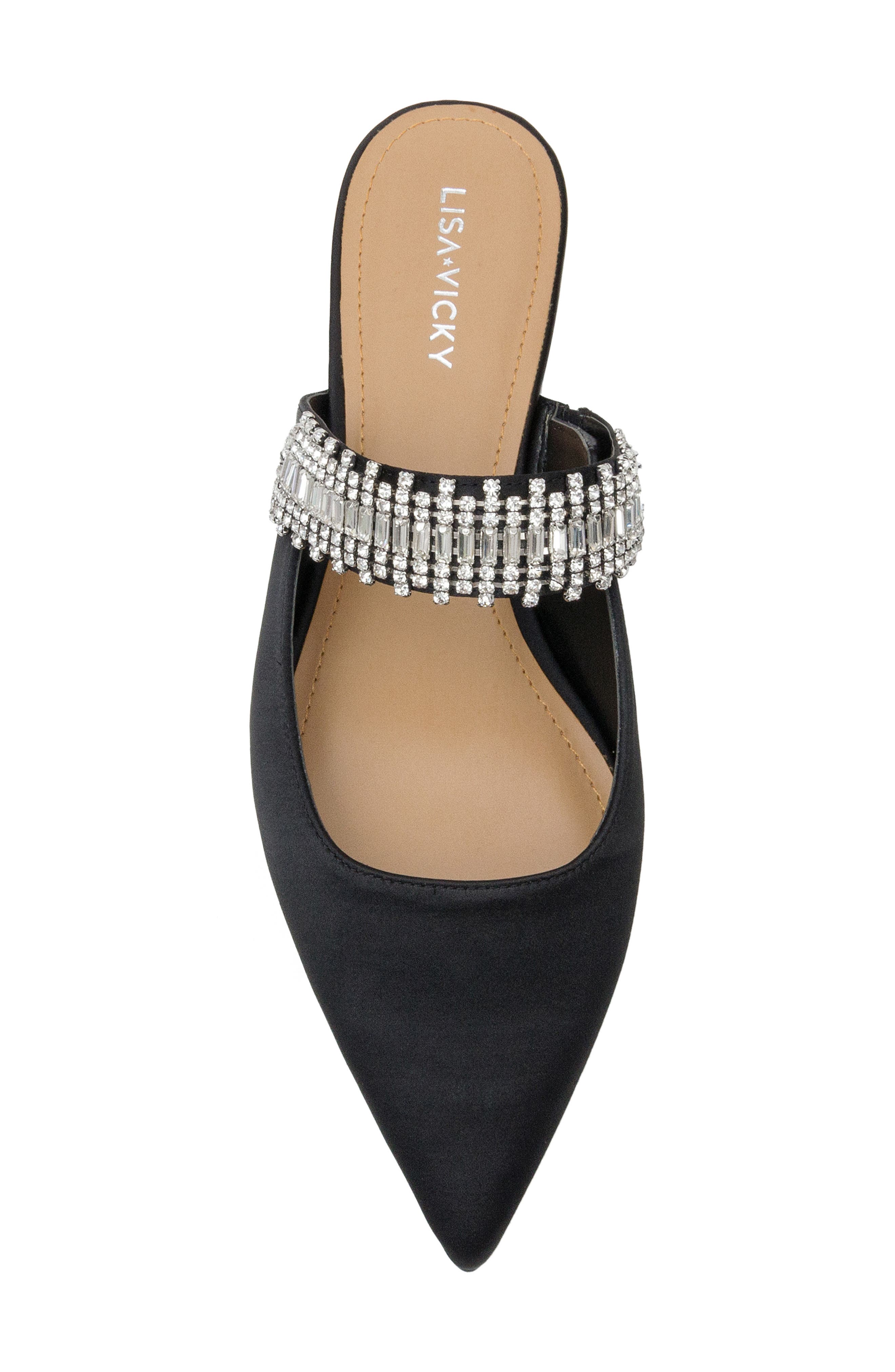 Lisa Vicky Move Crystal Embellished Pointed Toe Satin Flat (Women ...