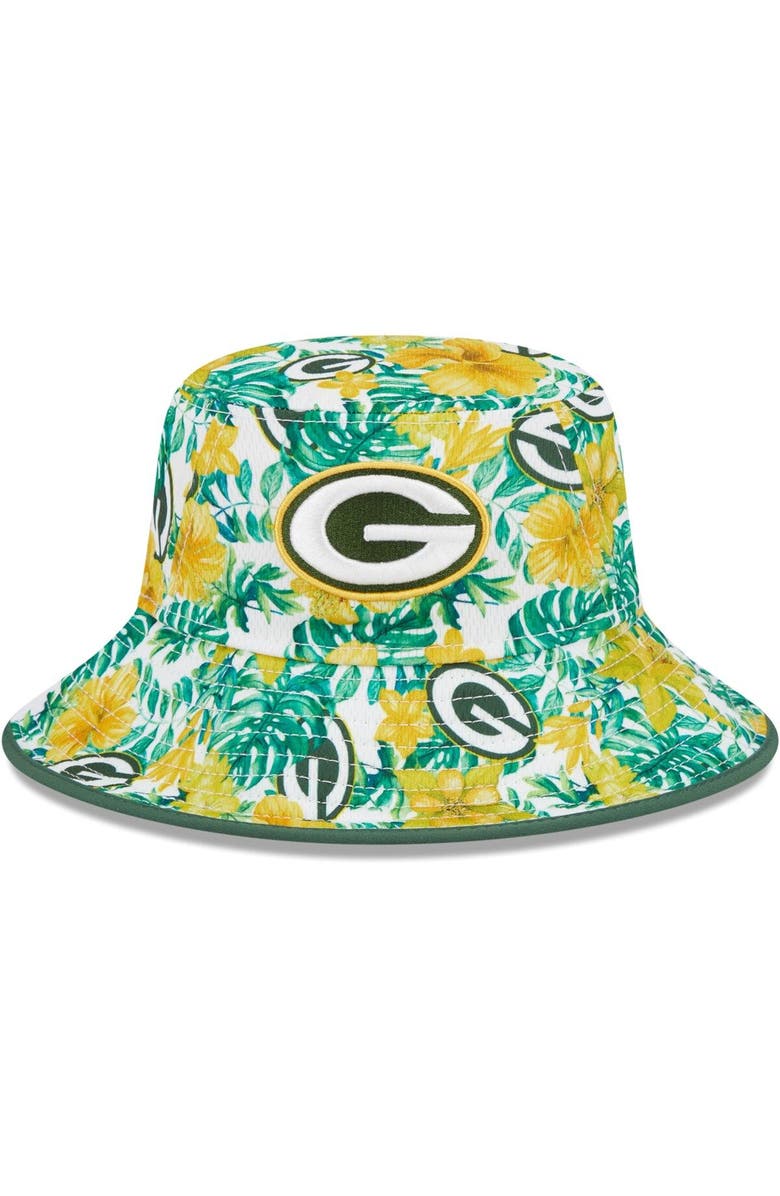 New Era Men's New Era White Green Bay Packers Botanical Bucket Hat ...