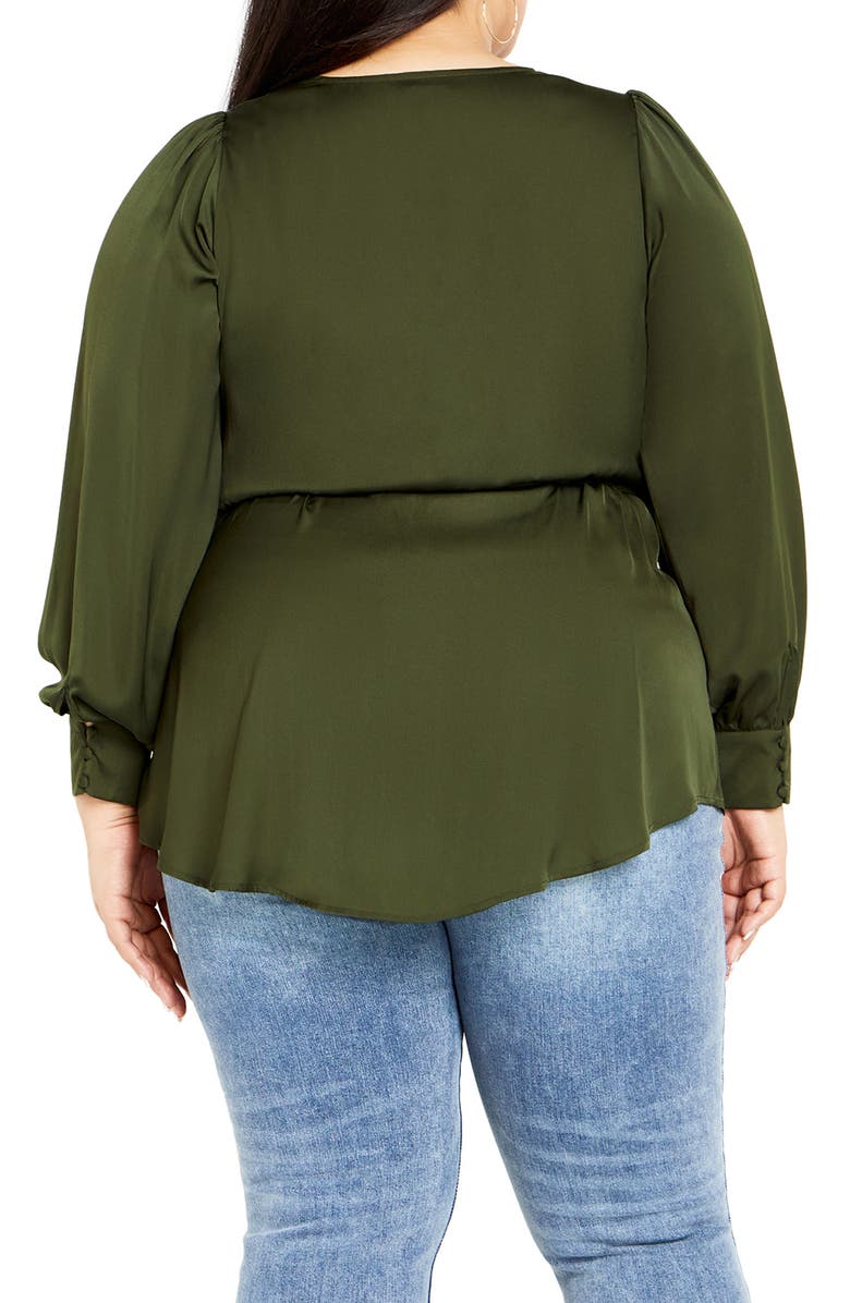 City Chic Opulent Long Sleeve Faux Wrap Top | Nordstromrack
