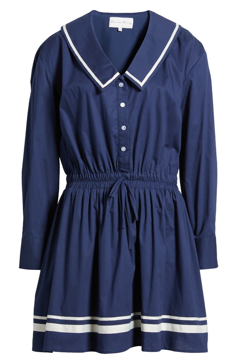 Charles Henry Border Print Long Sleeve Stretch Cotton Dress | Nordstromrack