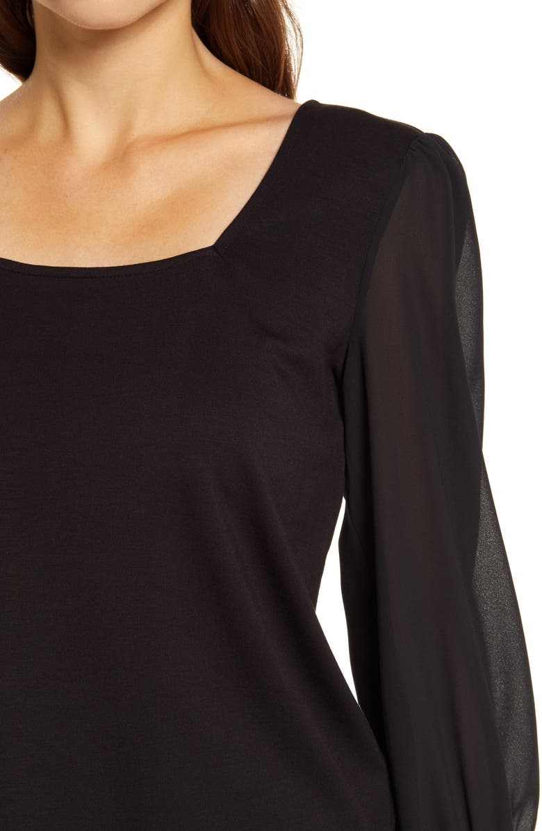 GIBSONLOOK Mixed Media Square Neck Top | Nordstrom